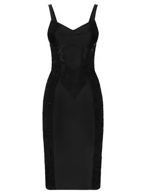 Dolce & Gabbana Satin And Lace Calf-length Corset Dress Dresses - Black