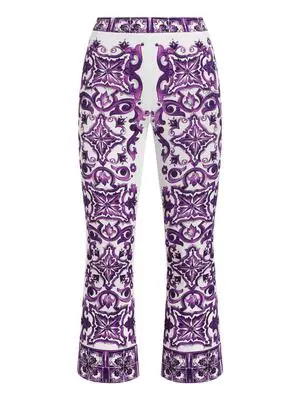 Dolce & Gabbana Majolica Print Silk Trousers - Multicolor