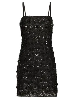 Dolce & Gabbana Short Dress With Sequin Embellisht Dresses - Black
