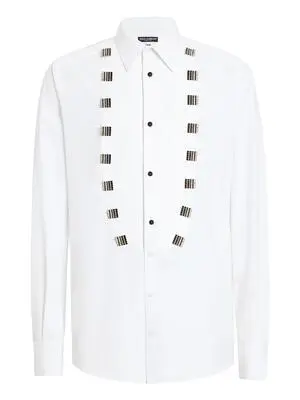 Dolce & Gabbana Cotton Tuxedo Shirt With Bejeweled Appliqués Shirts Multi-colored - Multicolor