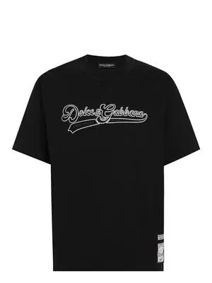 Dolce & Gabbana Cotton T-shirt With Embroidery T-shirts And Polos - Black