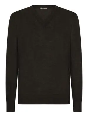 Dolce & Gabbana Pull Scollo V Sweaters And Cardigans Gray Cashmere - Grey