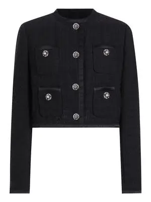 Dolce & Gabbana Cropped Single-breasted Raschel Tweed Jacket With Bejeweled Buttons Blazers - Black