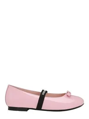 Dolce & Gabbana Patent Leather Ballerina Shoes With Bow Detailing - Pink