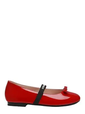 Dolce & Gabbana Patent Leather Ballerina Shoes With Bow Detailing - Red