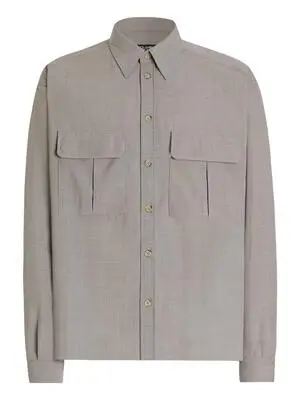Dolce & Gabbana Virgin Wool Canvas Shirt Shirts Beige - Multicolor