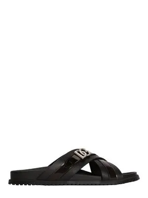 Dolce & Gabbana Dolce & Gabbana Raffia Slides With DG Logo Multicolor