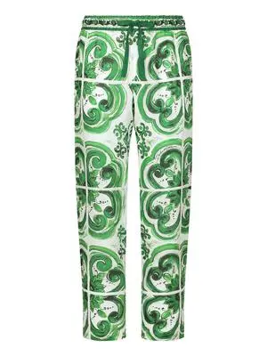 Dolce & Gabbana Majolica- Linen Jogging Pants - Print