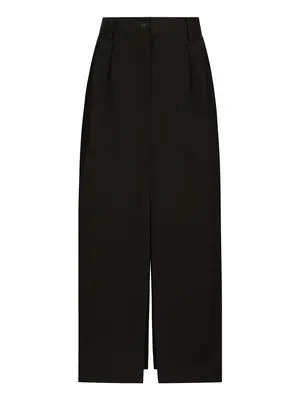 Dolce & Gabbana Wool Gabardine Calf-length Tuxedo Pencil Skirt Skirts Wool - Black