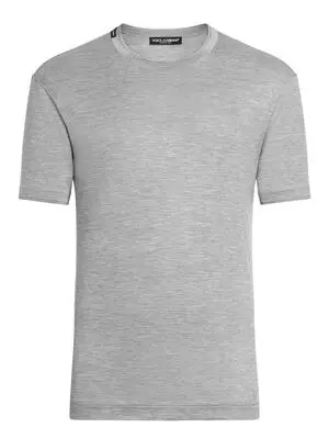 Dolce & Gabbana Short-sleeved Silk T-shirt T-shirts And Polos Gray - Grey