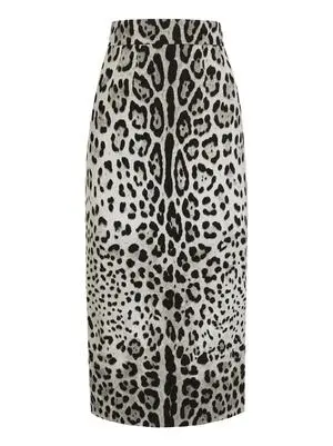 Dolce & Gabbana Charmeuse Calf-length Pencil Skirt With Leopard Skirts Silk - Print