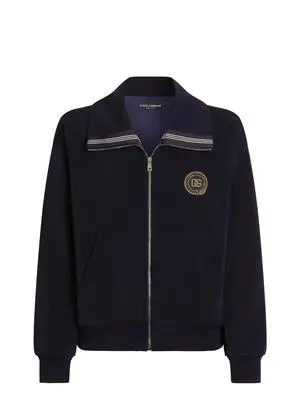 Dolce & Gabbana Jersey Sweatshirt With Patch Coats And Jackets - Blue