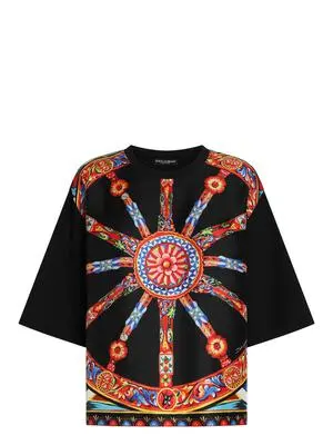 Dolce & Gabbana Carretto-print Jersey T-shirt - Multicolor