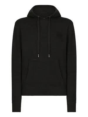 Dolce & Gabbana Wool And Silk Hoodie With Dg Patch Sweatshirts - Grey