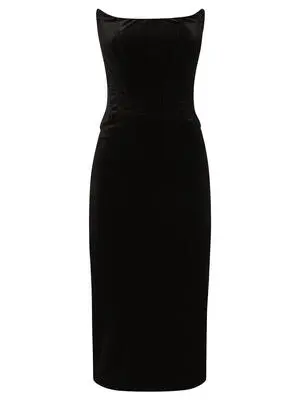 Dolce & Gabbana Velvet Calf-length Corset Dress Dresses - Black