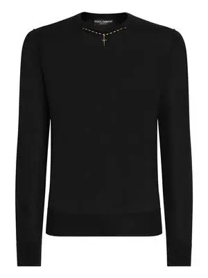 Dolce & Gabbana Round-neck Cashmere Sweater With Embellishments - Black
