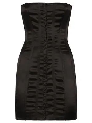 Dolce & Gabbana Short Strapless Satin Dress Dresses Satin - Black