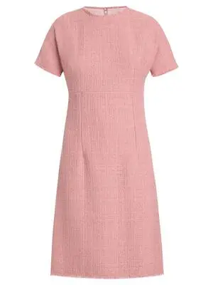 Dolce & Gabbana Raschel Tweed Midi Dress With Dg Logo - Pink