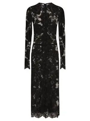 Dolce & Gabbana Calf-length Floral Lace Dress Dresses - Black