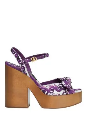 Dolce & Gabbana Majolica-print Wedge Sandal Sandals And Wedges - Multicolor