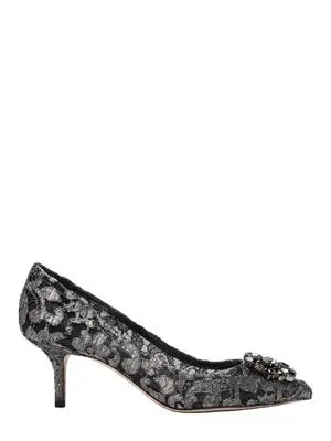 Dolce & Gabbana Lurex Lace Pumps With Brooch Detailing - Grey