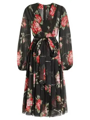 Dolce & Gabbana Rose Bouquet-print Chiffon Dress Dresses - Multicolor