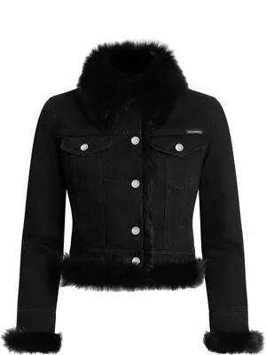Dolce & Gabbana Denim Jacket Lined With Fur Denim And Jeans Multi-colored - Multicolor