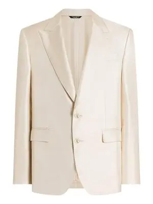 Dolce & Gabbana Sicilia Light Single-breasted Silk Twill Jacket Suits And Blazers - Beige