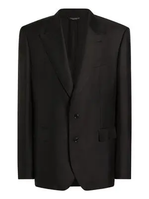 Dolce & Gabbana Sicilia Light Single-breasted Silk Twill Jacket Suits And Blazers - Black