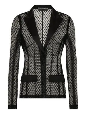 Dolce & Gabbana Single-breasted Mesh Dolce Tuxedo Jacket Blazers - Black