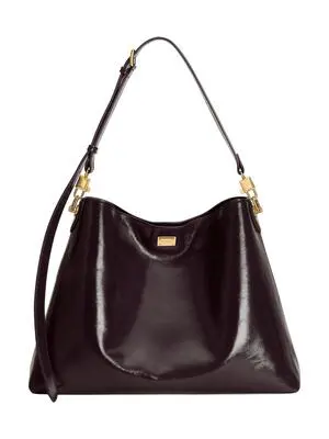 Dolce & Gabbana Large Vittoria Calfskin Shoulder Bag Collection Purple - Bordeaux