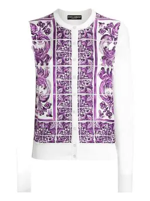 Dolce & Gabbana Silk Majolica Print Cardigan - Multicolor