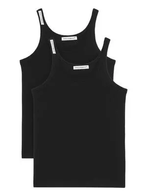 Dolce & Gabbana Short-sleeved Jersey Vest Two-pack Nightwear & Underwear Cotton - Black