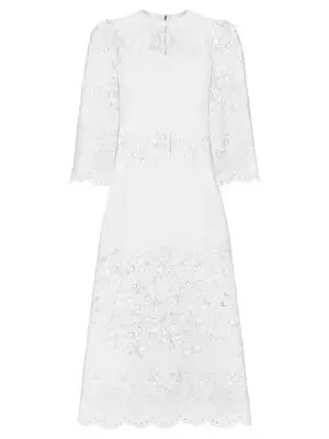 Dolce & Gabbana Cotton Calf-length Dress With Cut-out Detailing Dresses - White