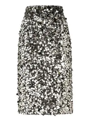 Dolce & Gabbana Sequined Midi Skirt Skirts - Silver
