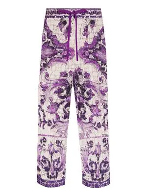 Dolce & Gabbana Crochet Lace Majolica Print Trousers - Multicolor