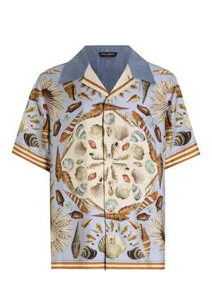 Dolce & Gabbana Silk And Cotton Denim Shirt Denim Multi-colored - Multicolor