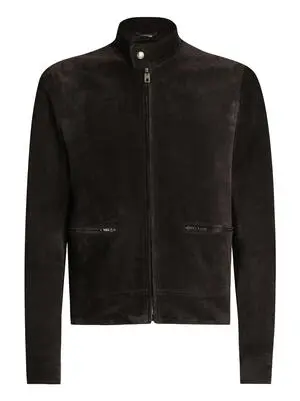 Dolce & Gabbana Calfskin Zip-up Jacket - Brown