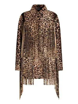 Dolce & Gabbana Leopard-print Fringed Jacket Coats And Jackets Multi-colored - Multicolor