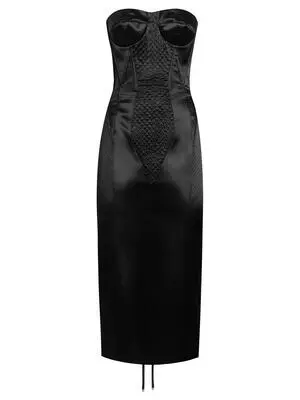 Dolce & Gabbana Strapless Satin Dress With Corset Details Dresses Satin - Black