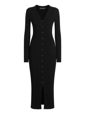 Dolce & Gabbana Long Ribbed Wool Cardigan Sweaters And Cardigans - Black