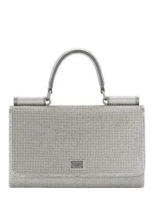 Dolce & Gabbana Embellished Satin Phone Bag - Silver