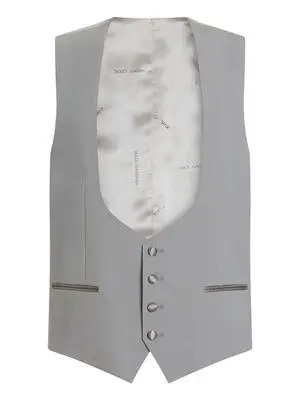 Dolce & Gabbana Micro-rib Tuxedo Vest - Grey