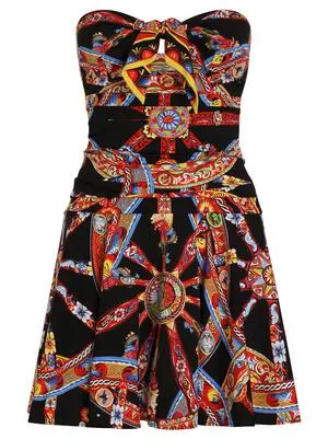 Dolce & Gabbana Carretto-print Charmeuse Mini Dress Dresses - Multicolor