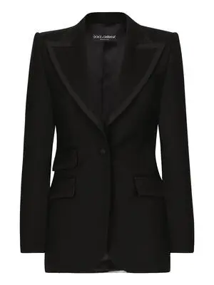Dolce & Gabbana Single-breasted Twill Turlington Tuxedo Jacket Blazers - Black