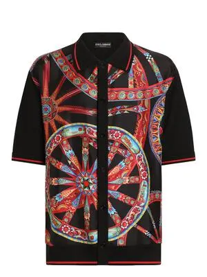 Dolce & Gabbana Carretto-print Silk Shirt Sweaters And Cardigans - Multicolor