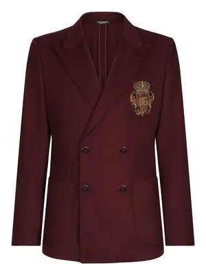 Dolce & Gabbana Double-breasted Wool And Cashmere Jacket With Dg Patch Suits And Blazers Multi-colored Wool - Multicolor