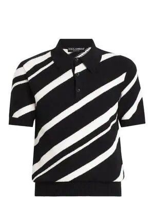 Dolce & Gabbana Short-sleeved Cotton Polo-shirt With Striped Inlay Sweaters And Cardigans Multi-colored - Multicolor