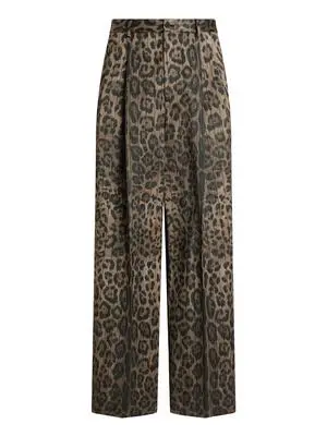 Dolce & Gabbana Leopard-jacquard Wide-leg Trousers - Print