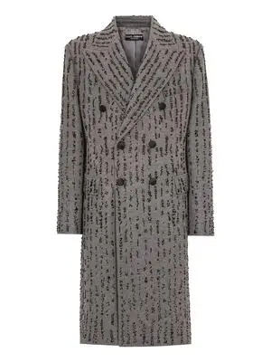 Dolce & Gabbana Double-breasted Embroidered Wool Coat - Multicolor